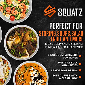 SQUATZ 100 Microwavable Food Container - 32oz Translucent Meal Box Storage with Lids, Ideal for Storing Soups, Condiments, Sauces, Dressing, Salads, Fruit, Baby Food, Healthy Snacks, and Leftovers