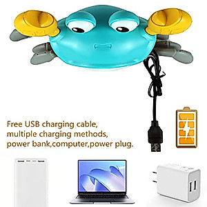 FEELGUY Crawling Crab Baby Toy with Music and LED Lights, Automatic Obstacle Avoidance, Interactive Learning and Entertainment Toy for Kids, Built-in Rechargeable Battery (Green)