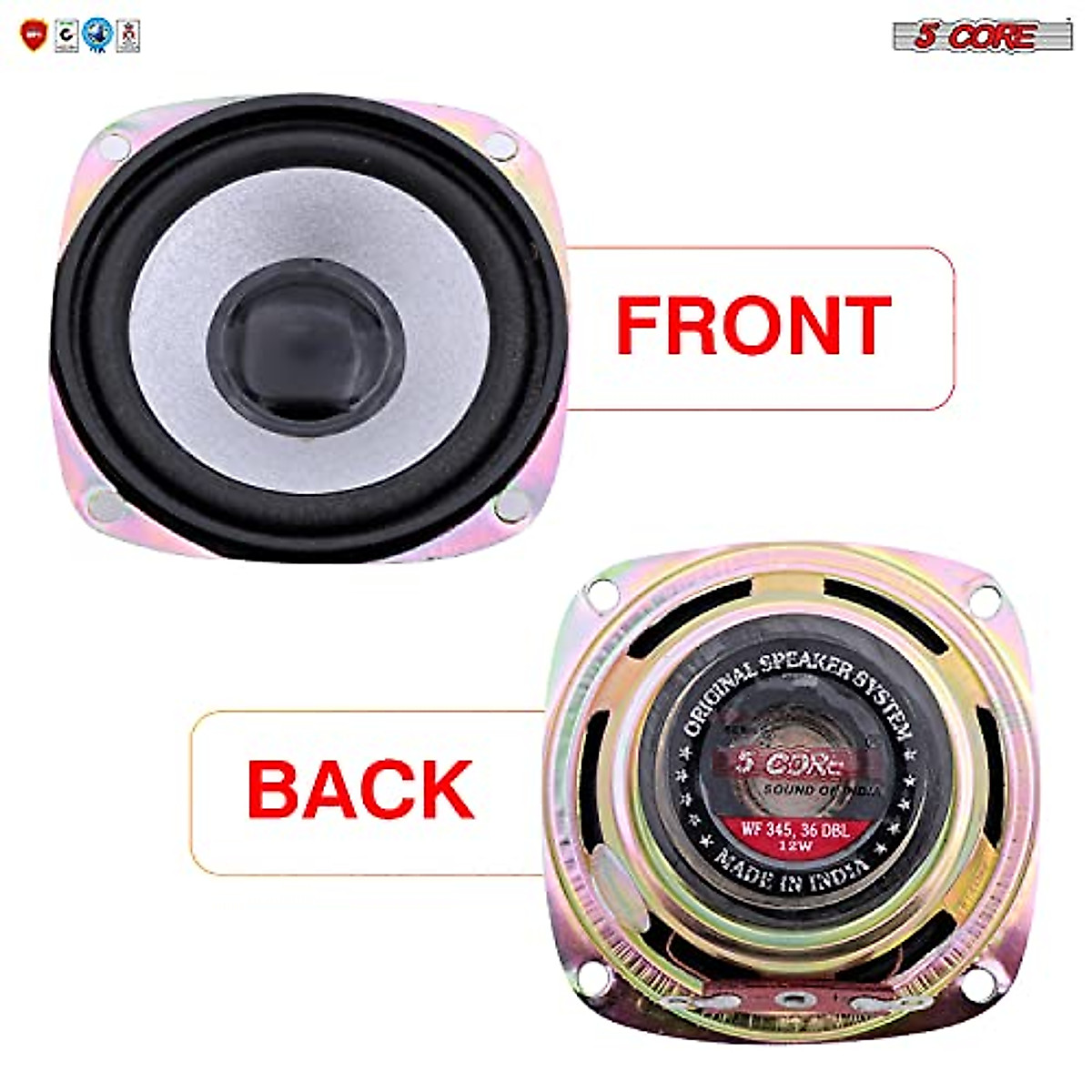 5 CORE 3 inch 5 Pieces Subwoofer Replacement DJ Speaker Sub Woofer Loudspeaker Wide Range Loud WF 3 inch DBL SQ 5pcs