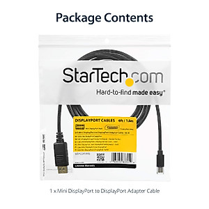 StarTech.com 3 ft Mini DisplayPort to DisplayPort 1.2 Adapter Cable M/M - DisplayPort 4k with HBR2 support - 3 feet Mini DP to DP Cable (MDP2DPMM3),Black
