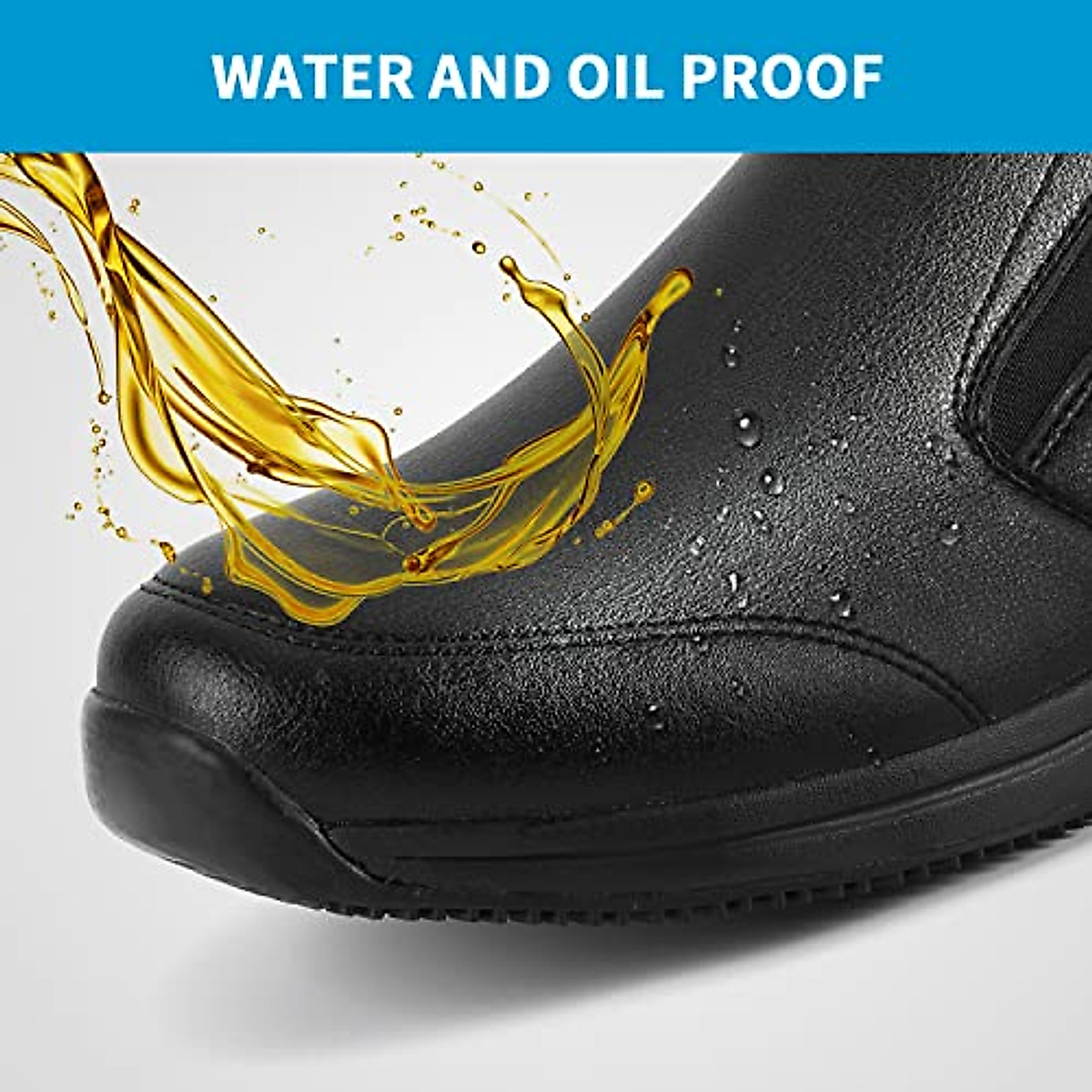 TIFMXWI Men's and Women's Food Service Shoes, Professional Non Slip Oil Water Resistant Chef Shoes，no Laces Comfort Restaurant, Work & Safety Footwear（Black 43）