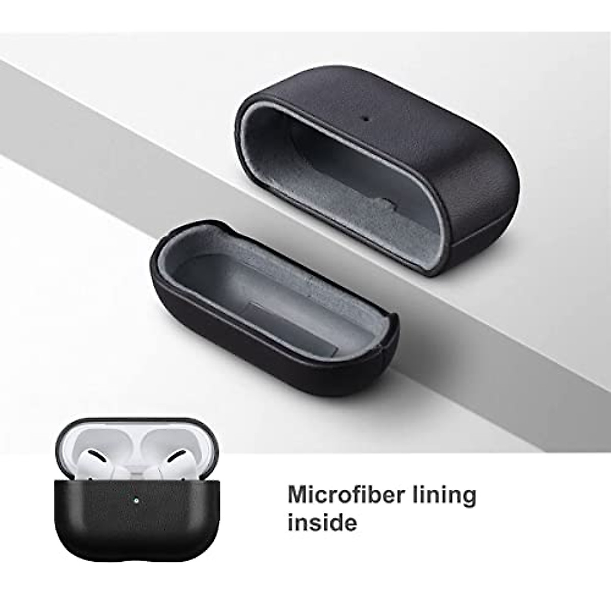 AirPods Pro Genuine Leather Case, Lopie Handmade Series AirPods Pro Cover Protective Skin, Portable Shockproof Shell Dust/Dirt Proof Case for Air Pods Pro (Not for AirPods Pro 2nd Gen) - Black