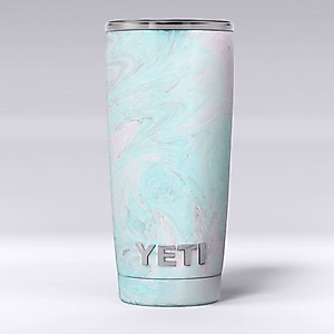 Design Skinz Teal Slate Marble Surface V23 - Skin Decal Vinyl Wrap Kit Compatible with The Yeti Rambler Cooler Tumbler Cups