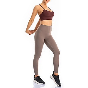 Ukaste Women's Studio Essential High-Rise Yoga Leggings 25" - Soft Stretch Workout Active Tights Pants (Desert Taupe, 4)