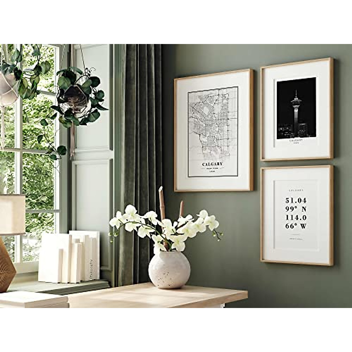 Dear Mapper Calgary Canada View Abstract Road Modern Map Art Minimalist Painting Black and White Canvas Line Art Print Poster Art Print Poster Home Decor (Set of 3 Unframed) (16x24inch)