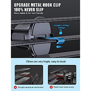 Ruiwwo Phone Mount for Car, Hands Free Cell Phone Holder Car, [Upgraded Vent Clip] Universal Air Vent Car Phone Holder Mount Compatible with iPhone 14 Pro Max/13 Pro/12/11, Samsung Galaxy S20/Note 10