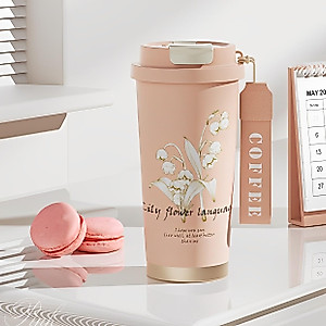 Simple Modern Travel Coffee Mug Tumbler with 360° Sealing | Ceramic-Lined Insulated Stainless Steel Cold Brew Iced Coffee Cup Thermos | Gifts for Women Men Her Him 17oz (Pink)