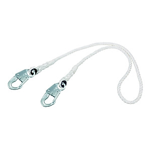 3M Protecta PRO 1385501 Rope Restraint Lanyard, 6', White, 2 Snap Hooks, 310 lb. Capacity