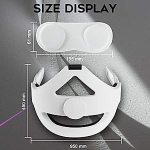 Seltureone Head Strap Compatible for Quest 2, Adjustable Comfortable Strap with Head Cushion, Reduce Pressure for Quest 2 Headset, with VR Lens Protect Cover Dust Proof Cover, Gray White