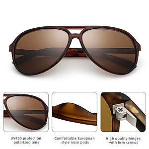 JIM HALO Polarized Aviator Sunglasses Men Women Oversize Plastic Driving Glasses (Tortoise Frame/Polarized Brown Lens)