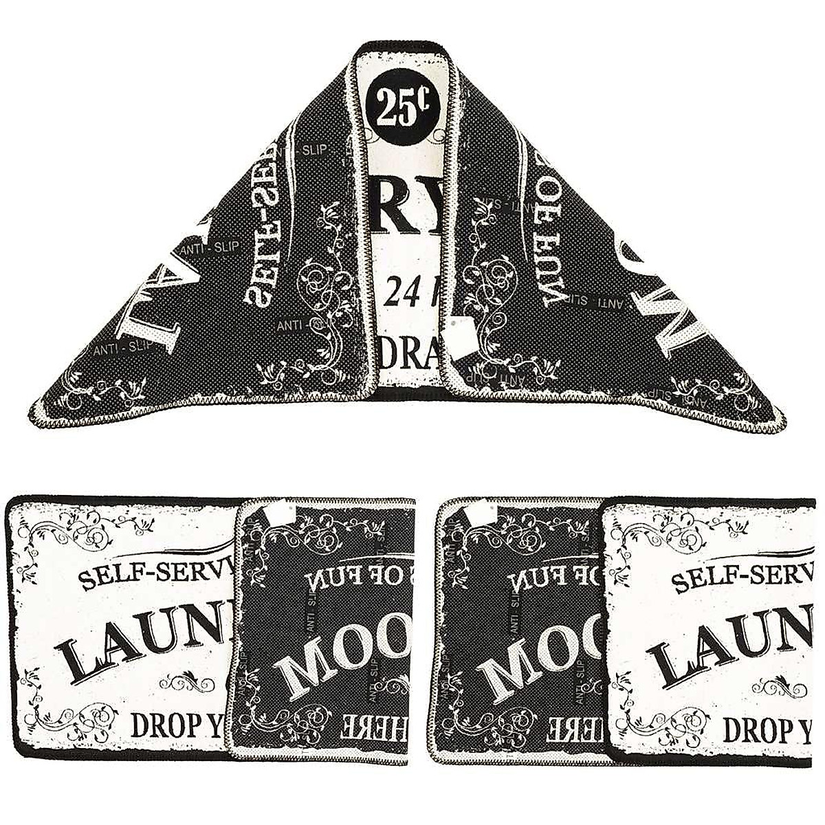 Benissimo Soft Woven Rugs, 24"x56"Laundry Room Rug, Funny Non Slip Laundry Mats, Woven, Machine Washable, Runner Floor Mat for Washroom, Bathroom, Self Service-Load of Fun-Open 24 Hours