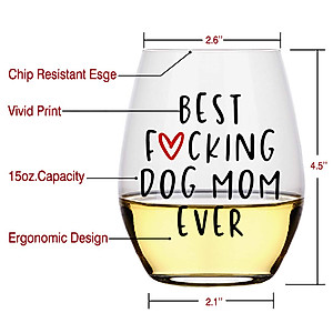 Perfectinsoy Best Dog Mom Ever Wine Glass, Dog Mom Gifts, Dog Lover Gifts for Women, Dog Owner, Dog Grandma, Dog Mom, Sisters, aunts, friends, colleagues, boss, neighbors, Pet Lover, Mothers Gifts