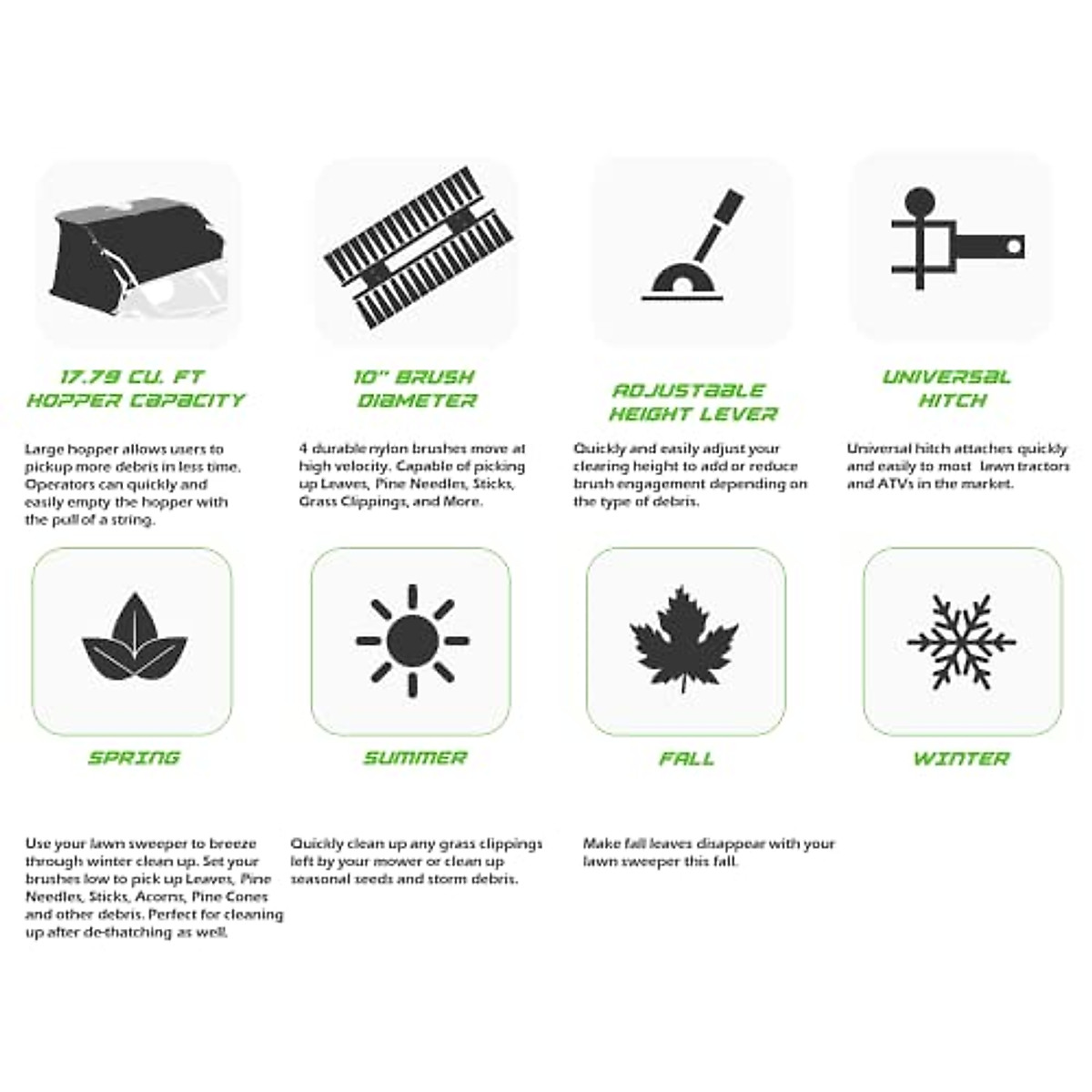 42" Tow Behind Lawn Sweeper