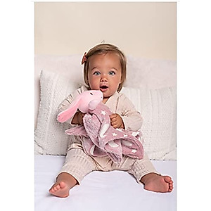 Believe BigDreams Rabbit Lovey Blanket - Baby Security Blankets for Girls - Polyester Baby Boy Security Blanket 15 x 15 Inches Lovies for Babies Glows in The Dark Stuffed Blanket Animal