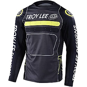 Troy Lee Designs Cycling MTB Bicycle Mountain Bike Jersey Shirt for Men, Sprint Jersey Drop in (Black/Green, Large)