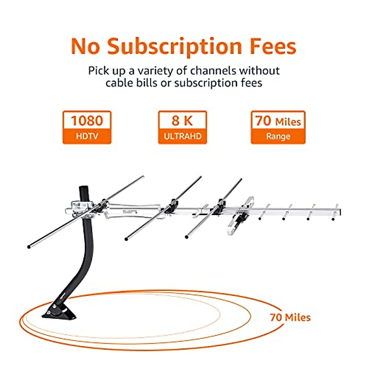 Amazon Basics HDTV Digital Outdoor TV Antenna with Mounting Pole