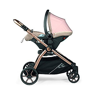 Ypsi – Compact Single to Double Stroller – Compatible with All Primo Viaggio Infant Car Seats & Ypsi Bassinets - Made in Italy - Mon Amour (Beige, Pink, & Rose Gold)