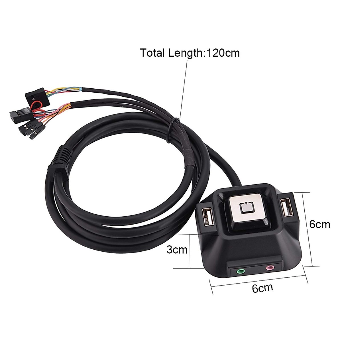 Zerone Desktop PC Switch Button Electricity Supply On/Off Reset HDD Push Button Reset Switch + Dual USB Ports + Audio Ports for Desktop Computer Case