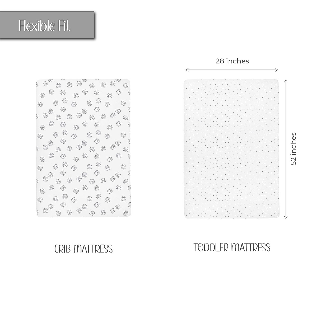 Ely's & Co. Crib Sheet 2-Pack Combed Jersey Cotton for Baby Boy or Baby Girl (Grey Dottie)