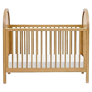 babyletto Bondi Cane 3-in-1 Convertible Crib with Toddler Bed Conversion Kit in Honey with Natural Cane, Greenguard Gold Certified