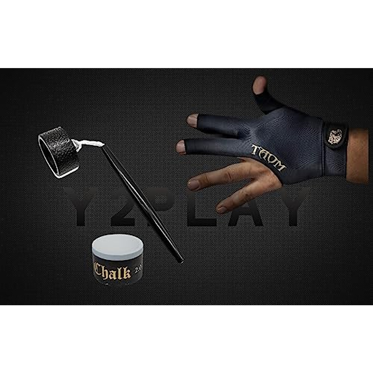 Y2PLAY Circle Pocket Chalker Pack - Taom Pool 2.0 Chalk and Taom Left Hand Extra Large Glove