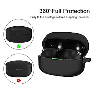 Maidea Case for Sony WF-1000XM4 , Waterproof Case Cover Shockproof Protective Skin Silicone Case with Keychain for Sony WF-1000XM4 Wireless Earbud Headphones (Black)