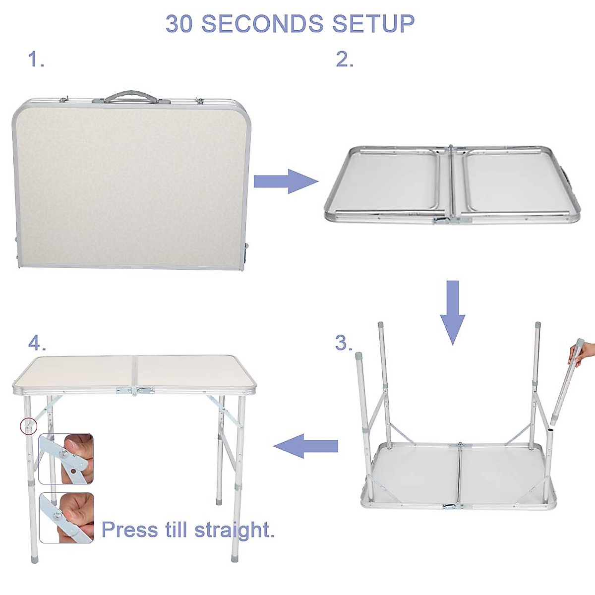 Aluminum Alloy Folding Table,Multipurpose Portable Aluminum Alloy Folding Table (90 x 60 x 70cm)
