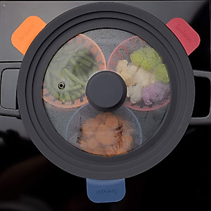 TREBONN, Cookin’ Pod 3 Piece Set, Single Portion Slotted Strainers for Pasta and Vegetables, Everyday Use, Coral Purple Blue-Gray, 1 Set