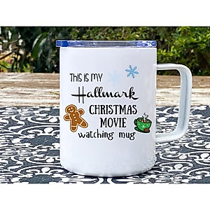 This Is My Hallmark Christmas Movie Watching Mug /10 oz Stainless Steel Cup With Handle/Double-Wall Vacuum Insulation/For Hot or Cold Drinks/Funny/Gift For Him/Gift For Her/Christmas 2023