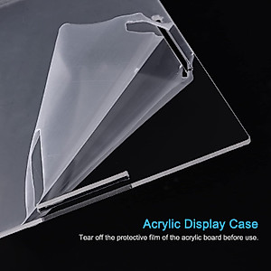 Clear Acrylic Display Case for Mini Funko Pop Figures with Light, 2 Layer Storage Cabinet Shelf Showcase for Toys Mini Figures Collectibles Rock Stone Crystals, Wooden Black Finish 10.2x4.7x11.4inch