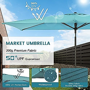 MONDAWE Outdoor Patio Umbrella 10 x 6.5 FT Rectangular Market Umbrella with Tilt and Crank Aluminum Commercial Table Umbrella for Pool Backyard Balcony