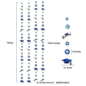 4 pcs Royal Blue Graduation Party Decoration Congrats Grad Garland Streamer Banner Backdrop for Graduation Party Supplies