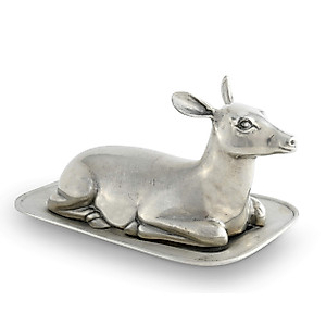 Vagabond House Pewter Doe / Deer Covered Butter Cream Cheese Dish 8 inch x 5 inch