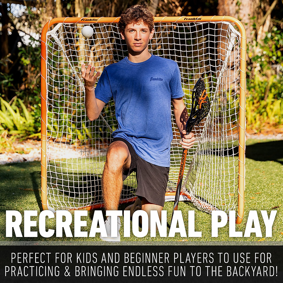 Franklin Sports Backyard Lacrosse Goal - Kids Lacrosse Net/ Equipment - Perfect for Youth Training - 48" x 48", orange