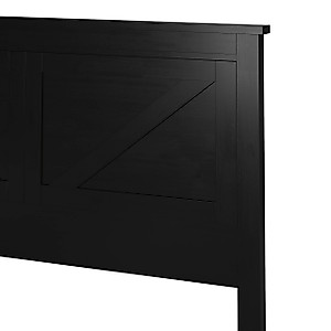 Glenwillow Home Farmhouse Style Wood Panel Headboard in Black - Full Size