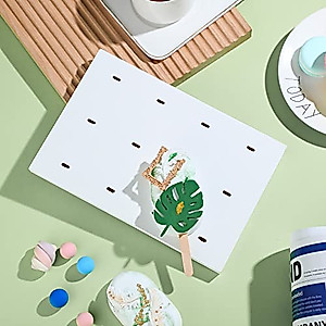 2 Pcs Cakesicle Stand Display 12 Count Candy Sticks Wooden Holder Rectangle Rustic Cake Stands for Dessert Table Ice Cream Lollipop Holder for Wedding Baby Shower Birthday Party(White)