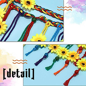 DRESBE Flower Headband Colorful Tassel Headbands Hawaii Beach Hairbands Hippie Rave Hair Accessories for Women (Daisy)