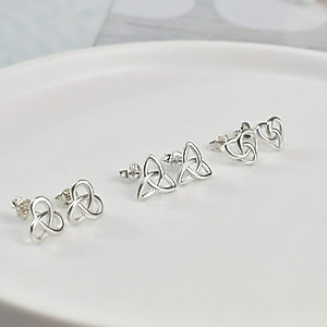 Sterling Silver Earrings for Women | Heart Celtic Love Knot Cross Triangle Vintage Stud hypoallergenic Earrings for Women Girls Jewelry Birthday Gifts