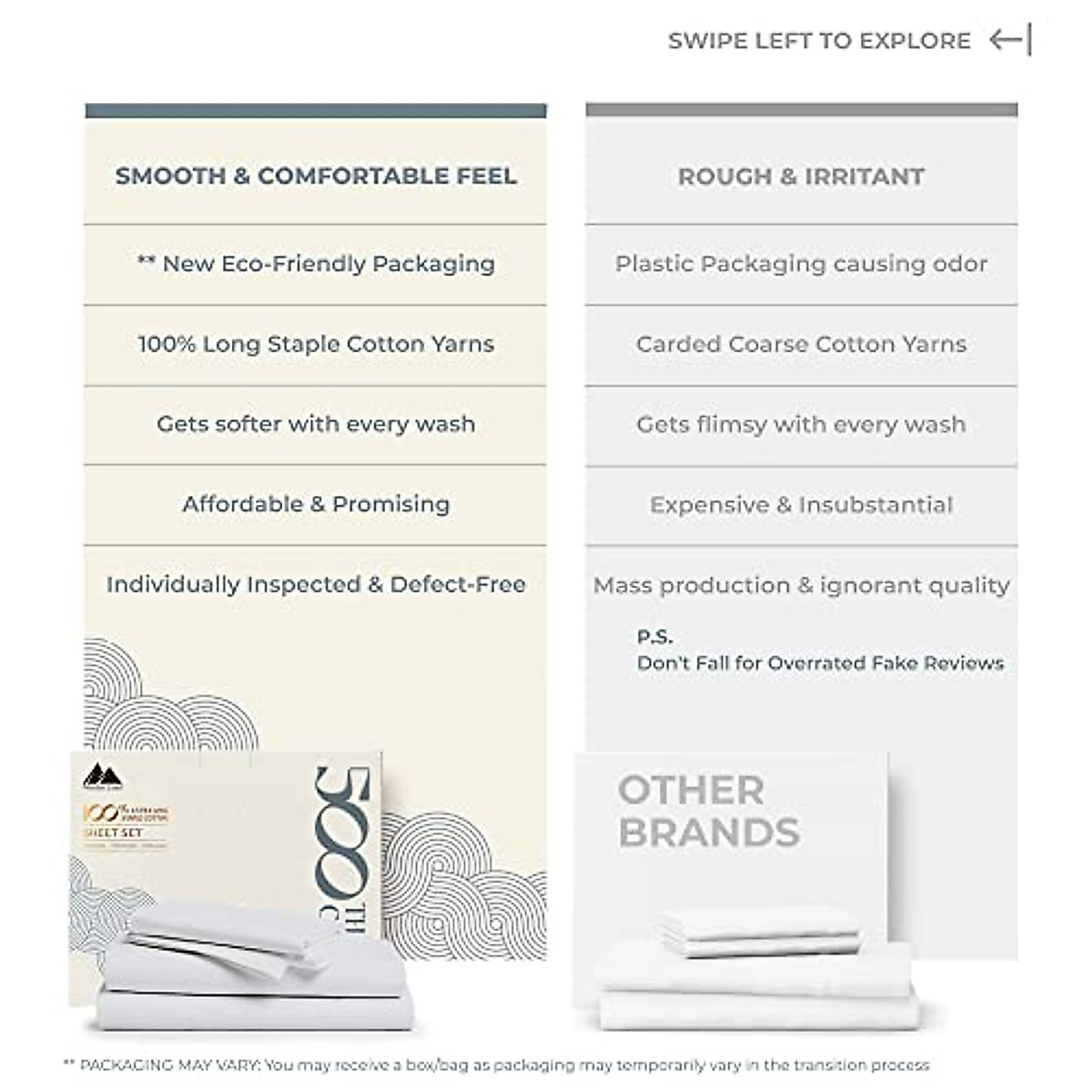 Mayfair Linen 100% Cotton Bed Sheets Queen Sheet Set - 500 Thread Count Sheets Queen Size 4 PC Set (Silver), Soft, Cooling, Hotel-Quality 16" Deep Pocket Sateen Cotton Bedsheet for Hot Sleepers