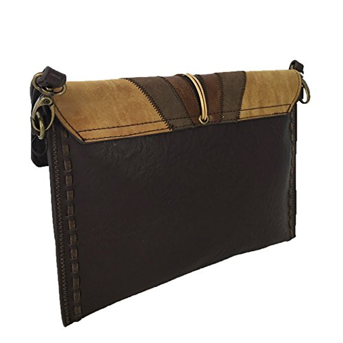 Steven By Steve Madden Zelda Patchwork Clutch Crossbody, Brown Multi