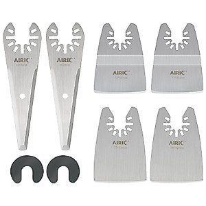 AIRIC Universal Rigid Scrapers 6pcs Kit, Tapered Scrapers and usual Scraper Multitool Blades, Compatible with Dewalt Fein Multimaster Porter Cable Black&Decker Dremel Rockwell etc. 1YQG6K