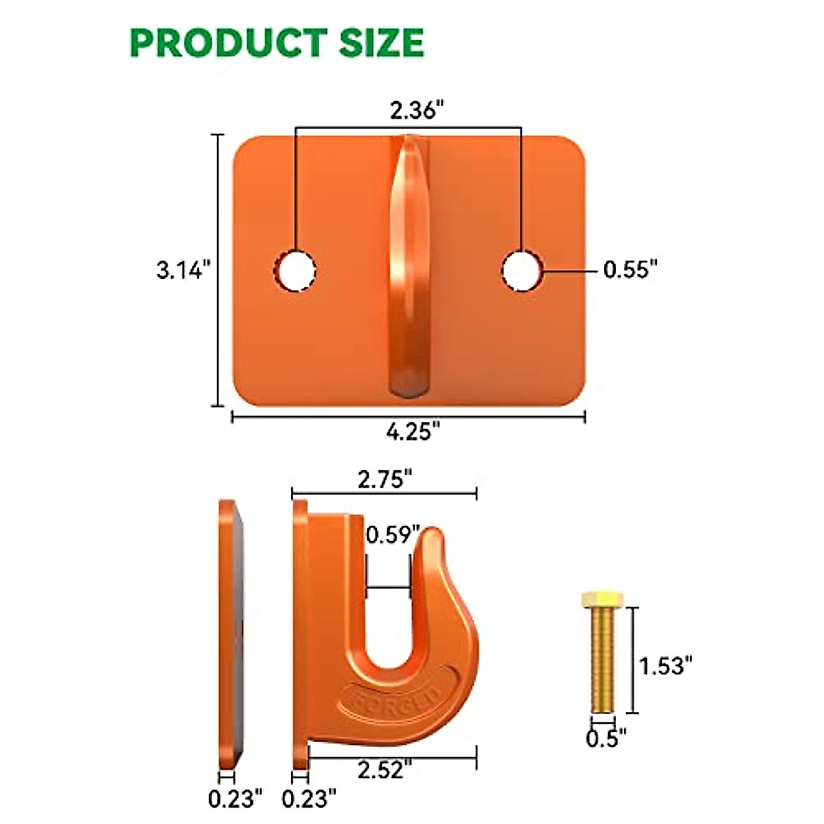 Sulythw 3/8" Tractor Bucket Hooks, (3 Pack) Max 15,000lbs Heavy Duty Bolt On Grab Hook, Grade 70 Forged Steel Tow Hook for John-Deere Kubata Kioti Truck UTV ATV Loader Skid Steer