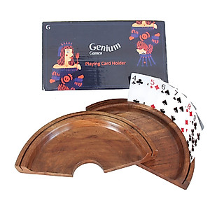 GENIUM GAMES Card Holder For Playing Cards (2) | Hands Free Playing Card Holders Made From High-Quality Mango Wood | Fits up to 25 cards | Ideal for Seniors or Kids