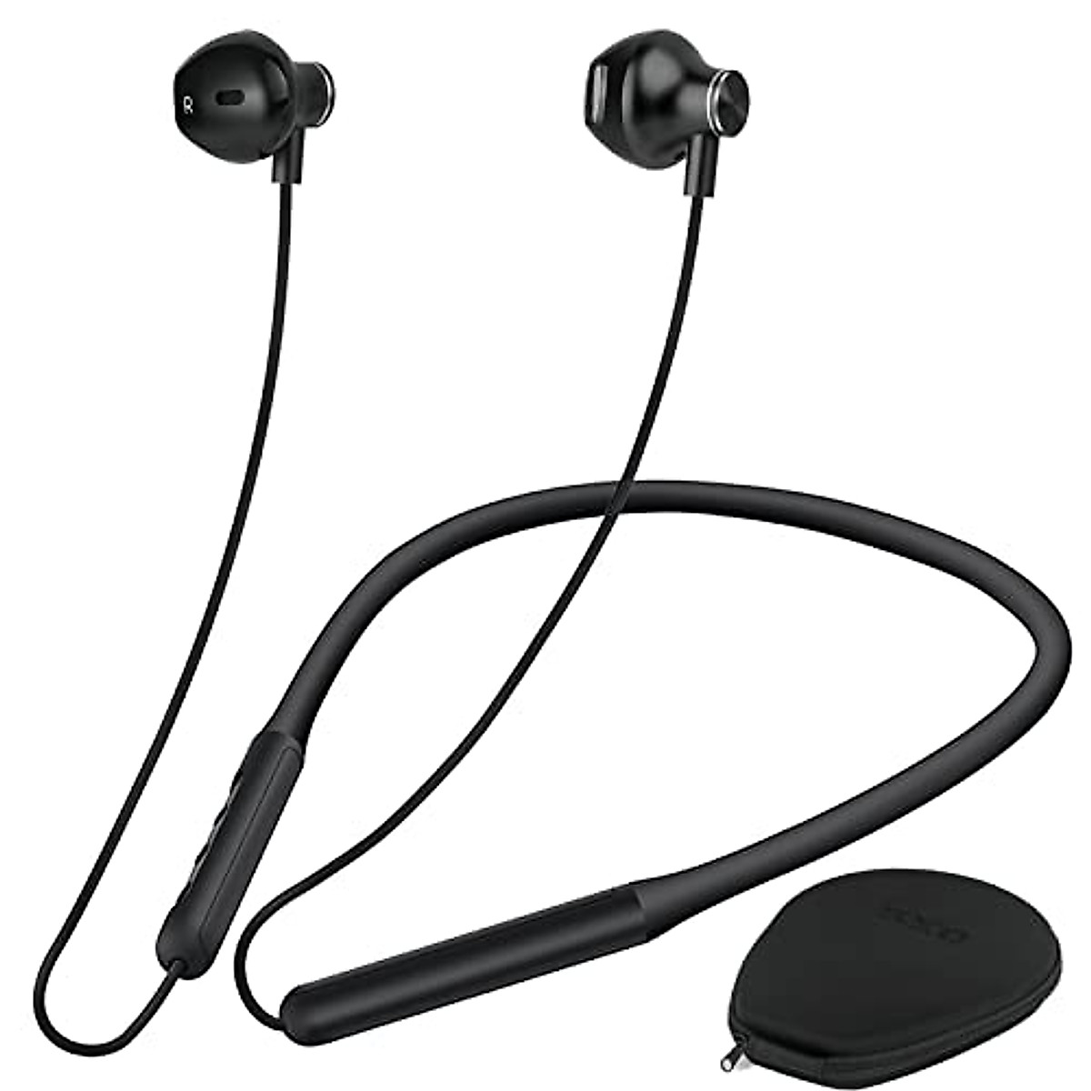 ZXQ Q2 Wireless Neckband Bluetooth Headphones, Neckband Earbuds with Magnetic, Sport Earphones with Microphone, Upgrade 15 Hours Playtime,USB Type C Charge, with Carry Case Ear Hook (Black)