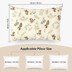 Winmany Toddler Muslin Pillowcases Baby Girl Boy Cotton Pillow Case Travel Cushion Pillow Covers with Envelope Design Cot Bed Accessories Fit for 13"x18" 14" x 19" 12"x16" Pillow (Flower+Animal)