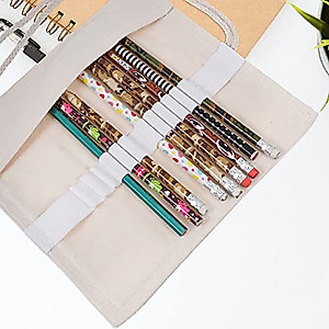 NUOBESTY Handmade Canvas Pencil Wrap 12 Lots Pencil Wrap Case Pen Paint Brush Storage Pouch Roll Up Case Large Capacity Pencil Bag for School Office Home Artist Student