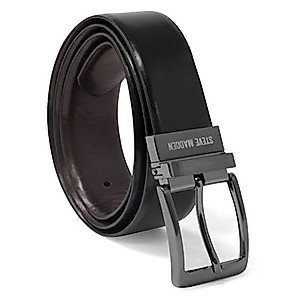 Steve Madden Men's Dress Casual Every Day Leather Belt, Black/Brown (Burnished), 40