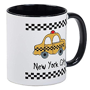New York City, Taxi Cab Mug - Ceramic 11oz RINGER Coffee/Tea Cup Gift Stocking Stuffer