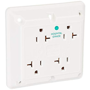 Leviton 21254-HW 20 Amp, 125 Volt, Industrial Series Extra Heavy Duty Hospital Grade, 4-In-1 Receptacle, Straight Blade, Grounding, White