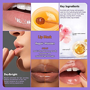 Sakura & Honey Lip Mask with Stick, Day & Night Repair Deep Moisture and Fade Lip Lines, Rich in Vitamin E & Cherry Blossom Extract Beeswax Essence Natural Lip Enhancer Care Sleeping Lip Mask